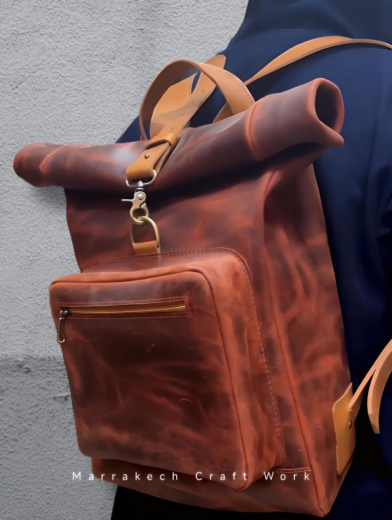 Personalized Leather Backpack, Brown Leather Backpack, Rucksack, Men ...