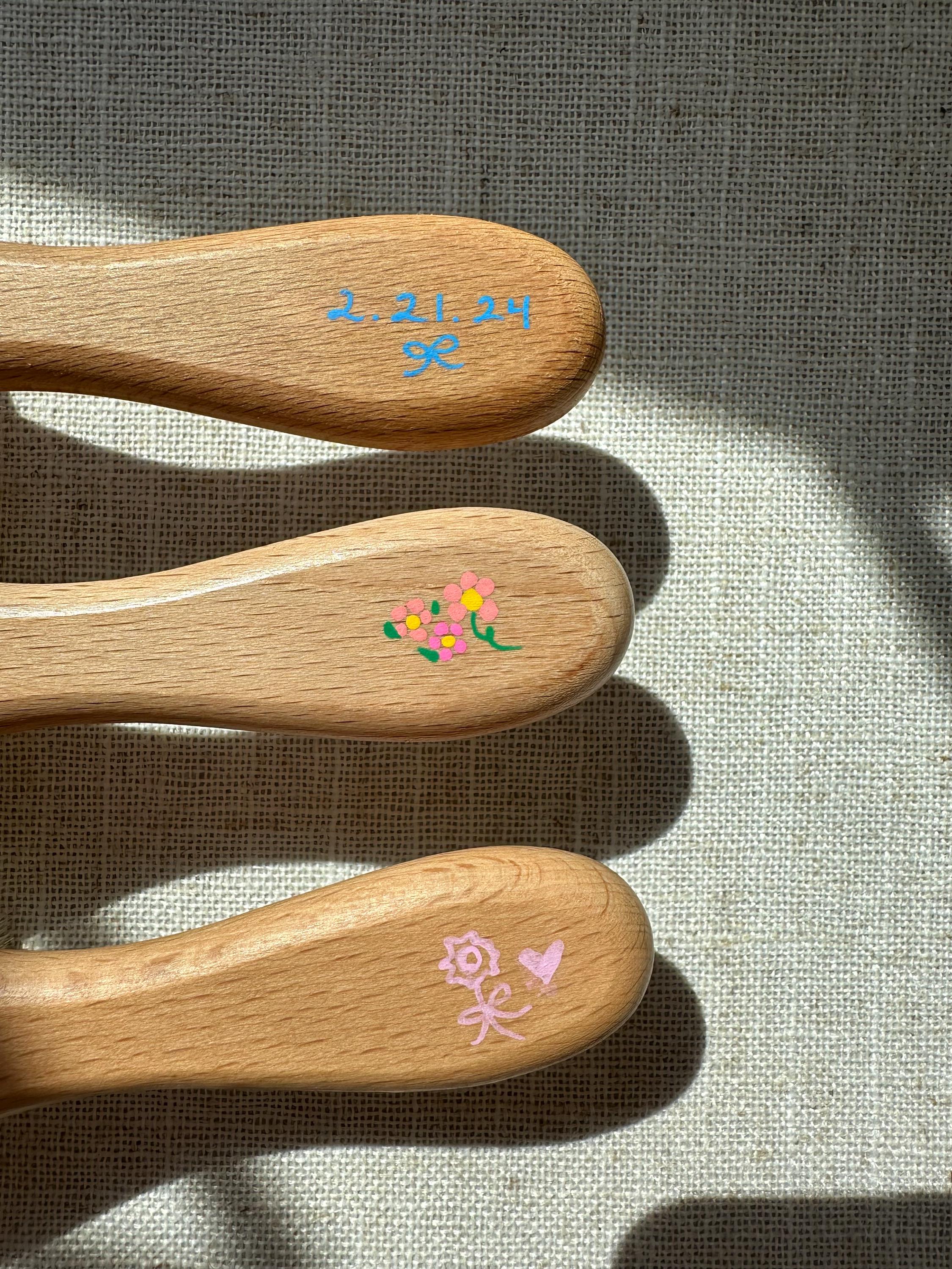 Personalized Baby Hairbrush Hand Painted Wooden New Baby Gift ...