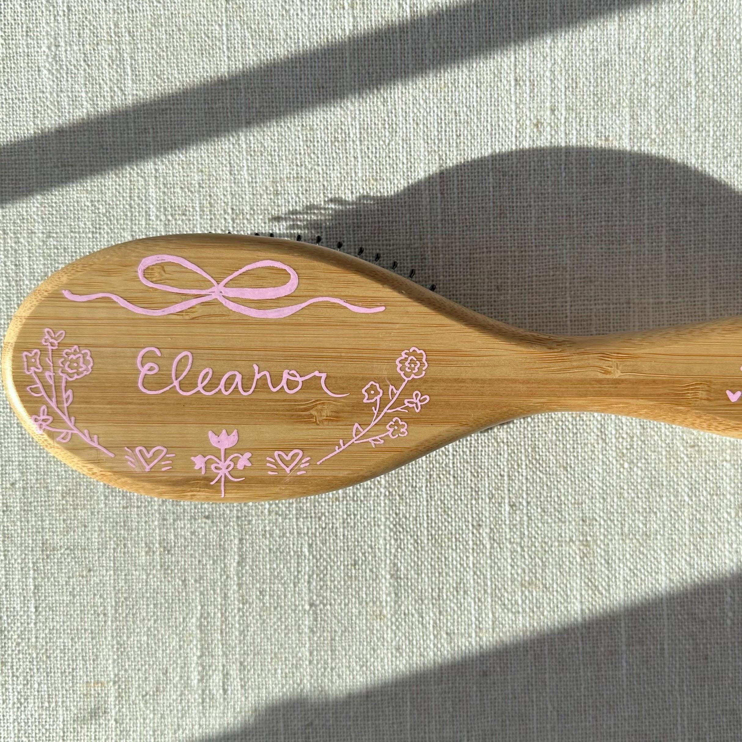 Personalized Girls Hand Painted Wooden Hairbrush Floral Monogram ...