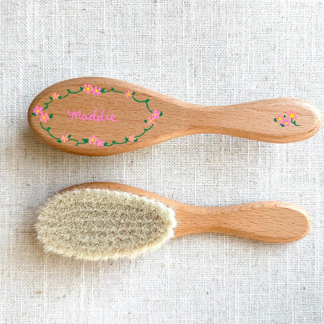 Personalized Baby Hairbrush Hand Painted Wooden New Baby Gift ...