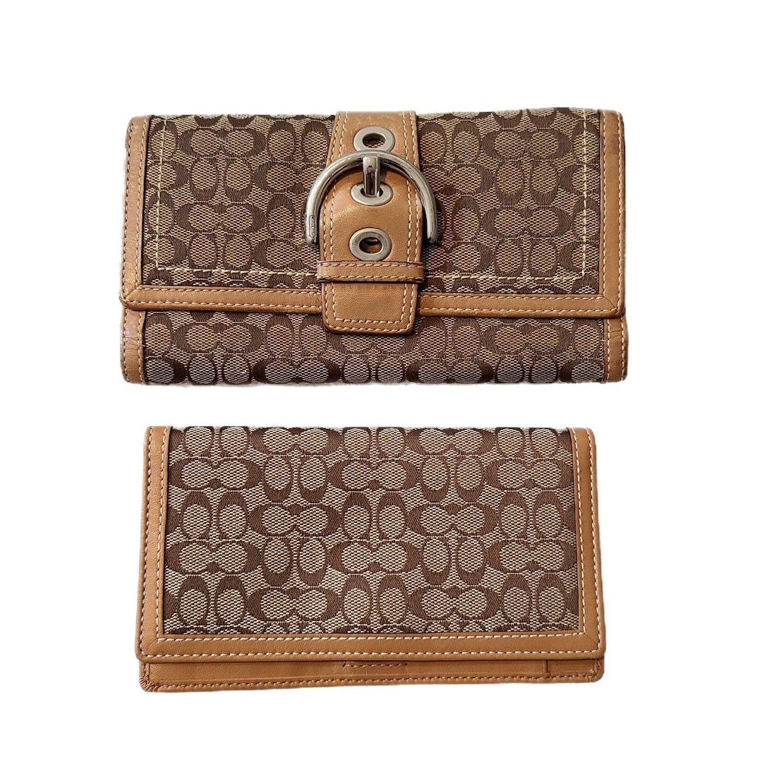 Coach | Set of TWO Signature Monogram Canvas & Leather Trim Vintage ...