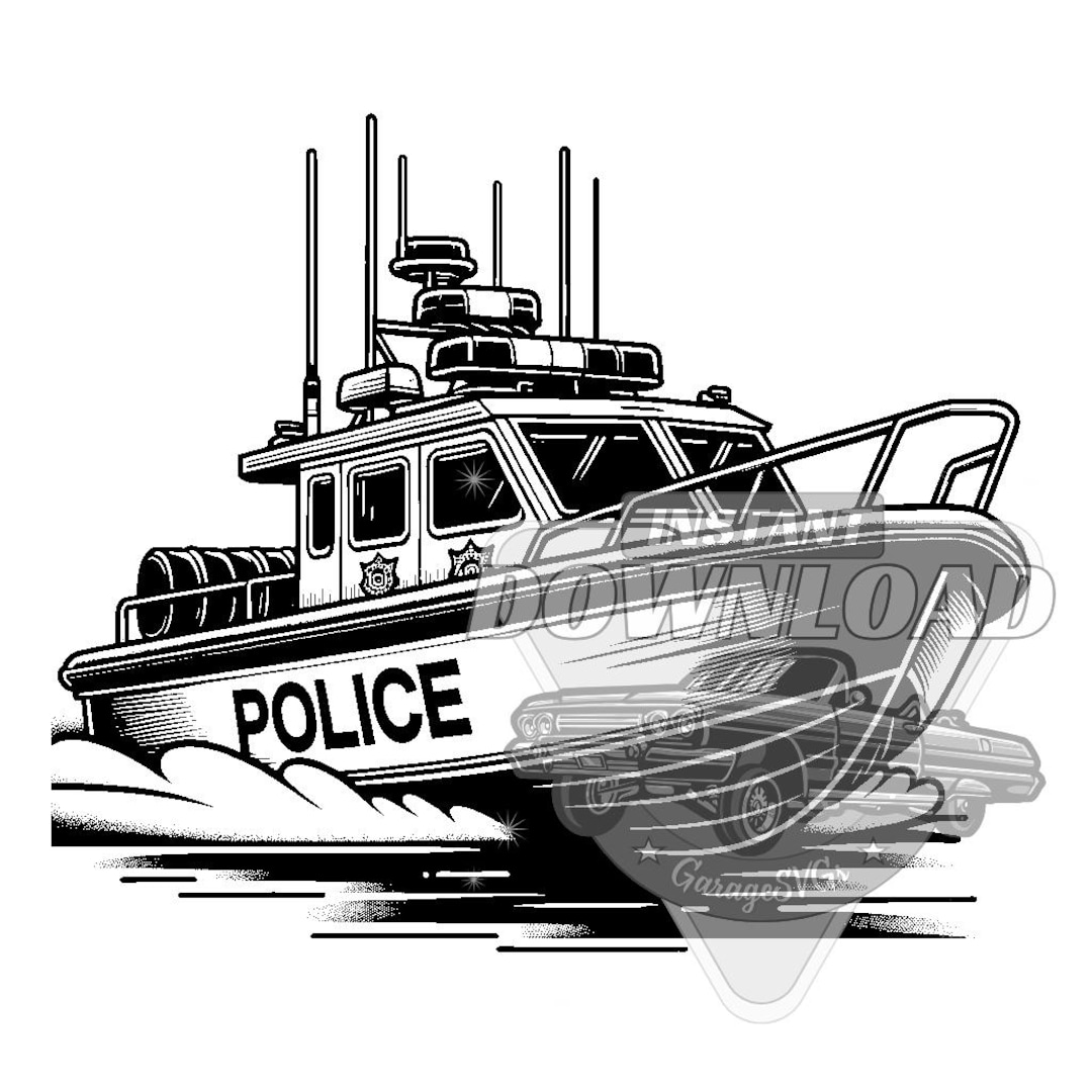 Police Boat SVG Bundle - Etsy
