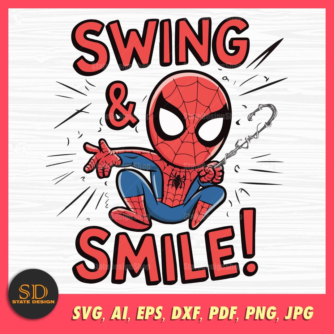 Swing & Smile PNG, Cute Superhero Kid, Funny Web Hero Art, Cartoon ...