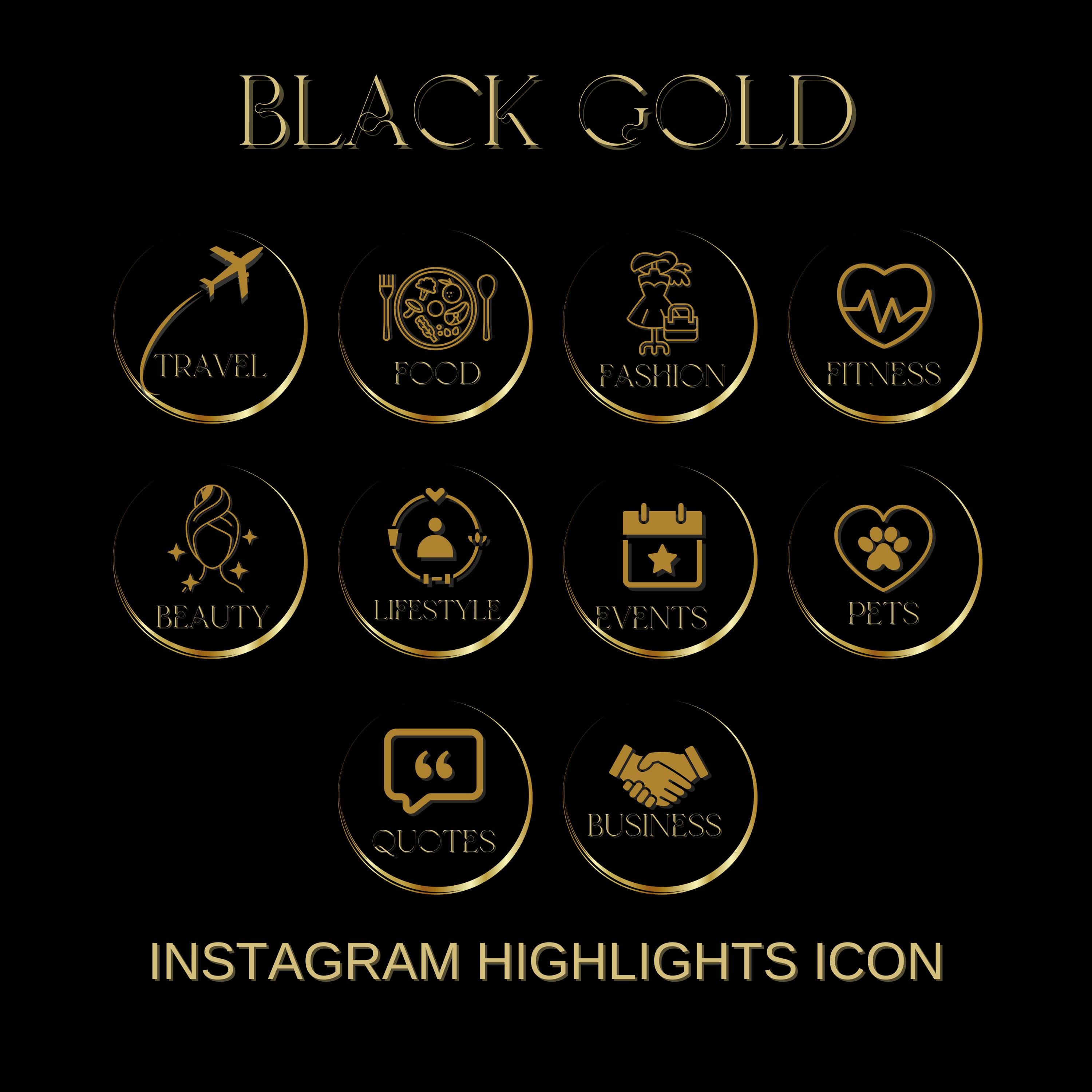 Instagram Highlights Icon - Black Gold Theme - Etsy