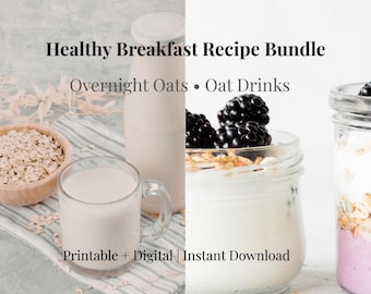 5 Healthy Overnight Oats Recipes | Printable Recipe Cards | 5x7 Digital ...