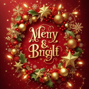 Festive Merry & Bright Christmas Printable Wall Art – Instant Download ...