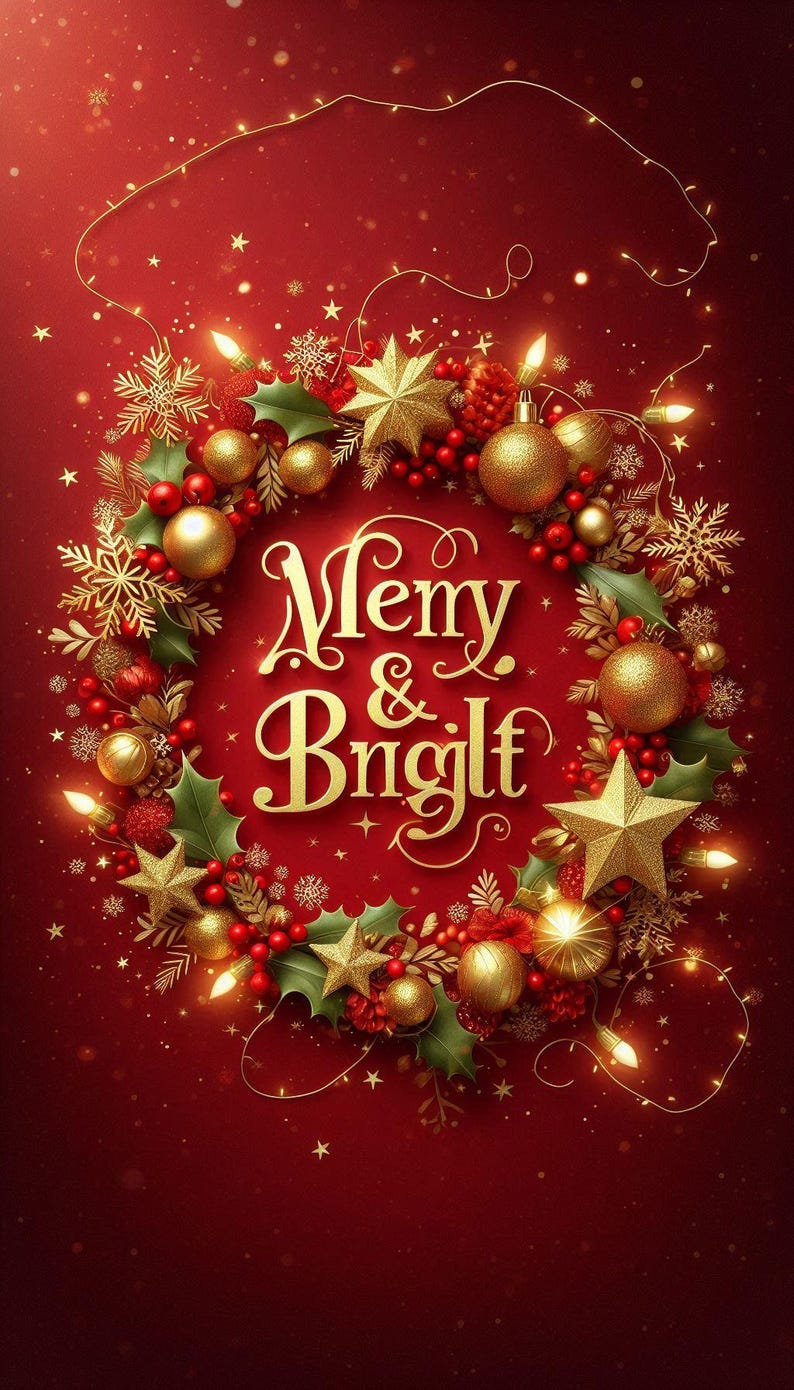 Festive Merry & Bright Christmas Printable Wall Art – Instant Download ...