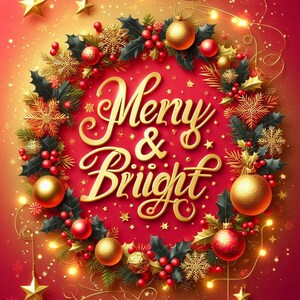 Festive Merry & Bright Christmas Printable Wall Art – Instant Download ...
