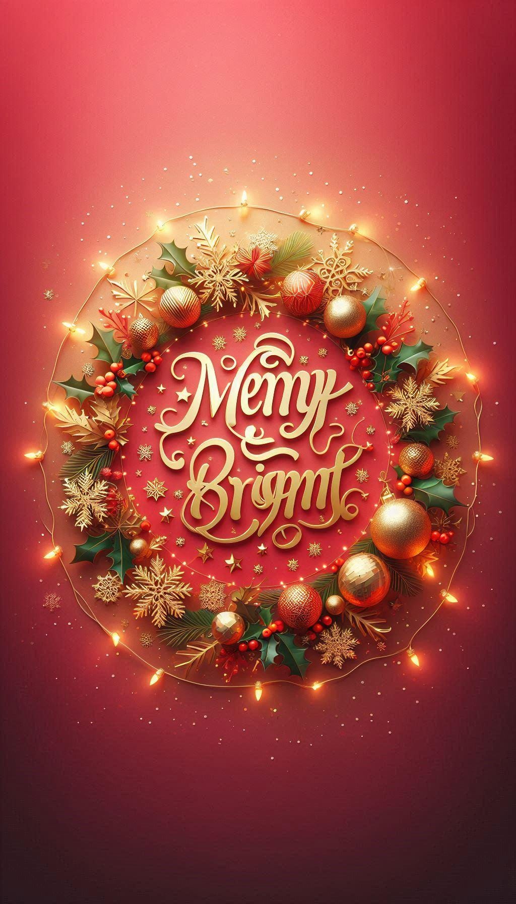 Festive Merry & Bright Christmas Printable Wall Art – Instant Download ...