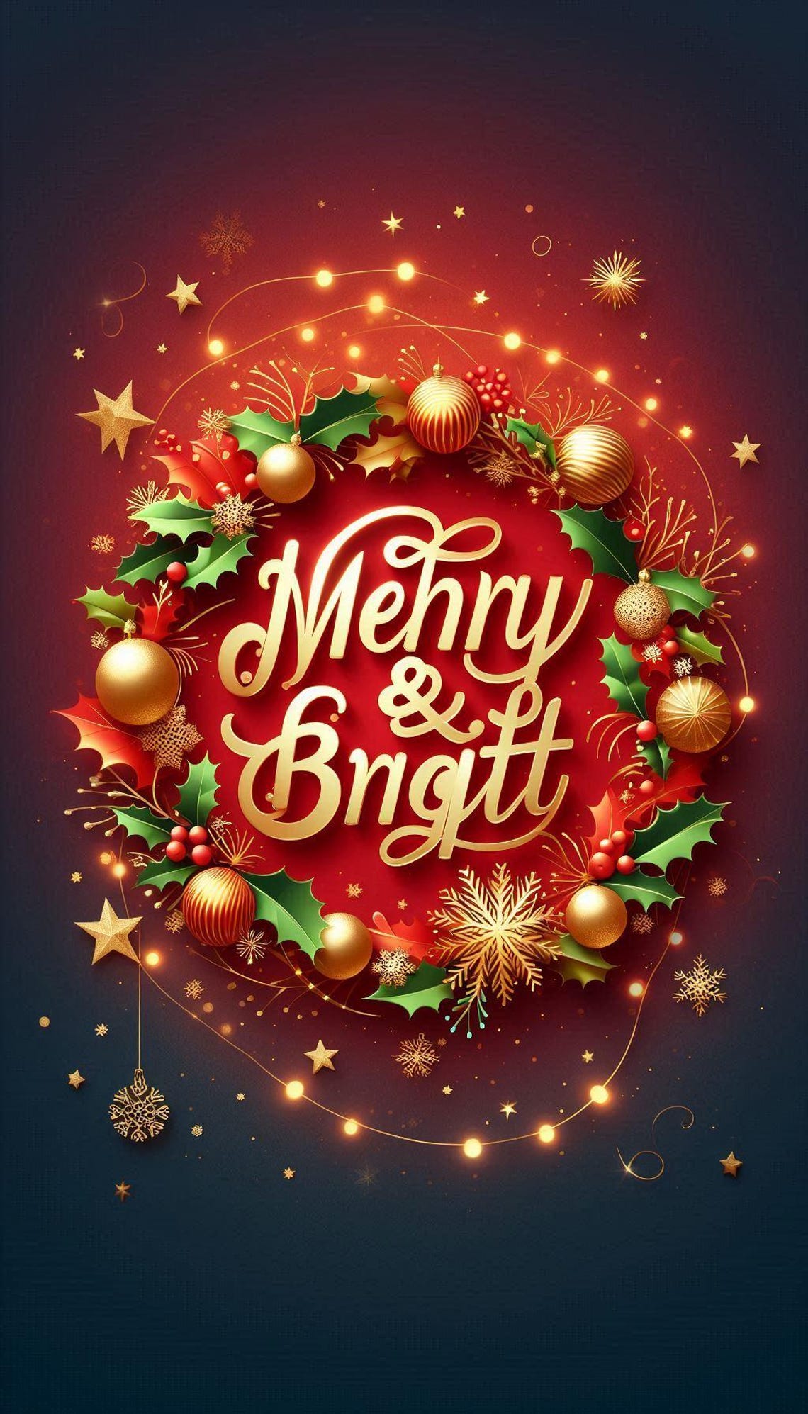Festive Merry & Bright Christmas Printable Wall Art – Instant Download ...