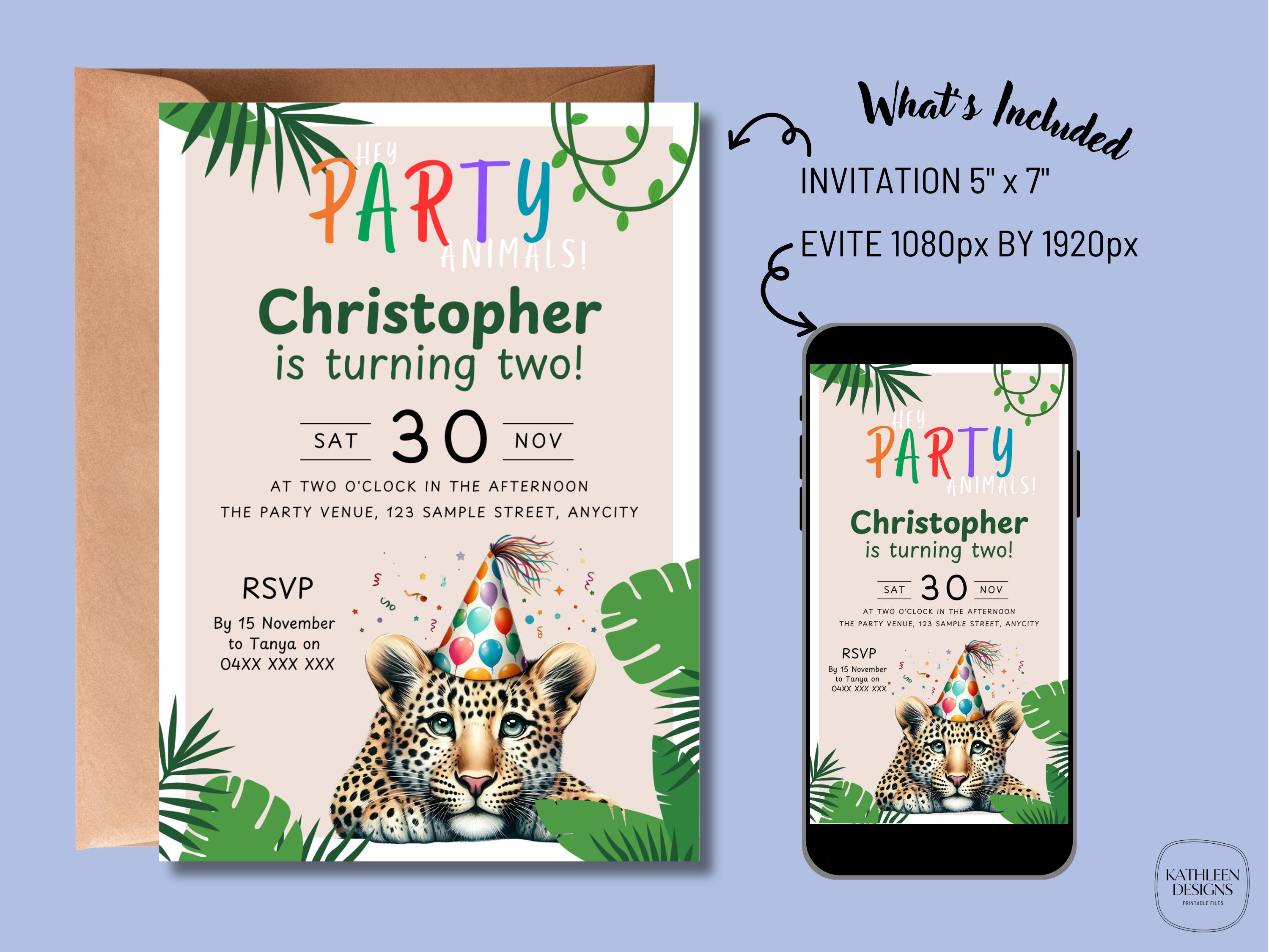 EDITABLE Big Cat Birthday Invitation, Cheetah Birthday Invitation ...