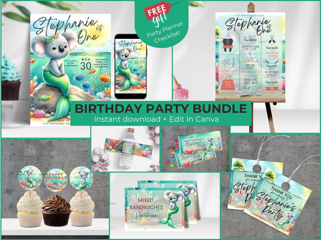 EDITABLE Australian Animals Birthday Invitation, Birthday Bundle ...