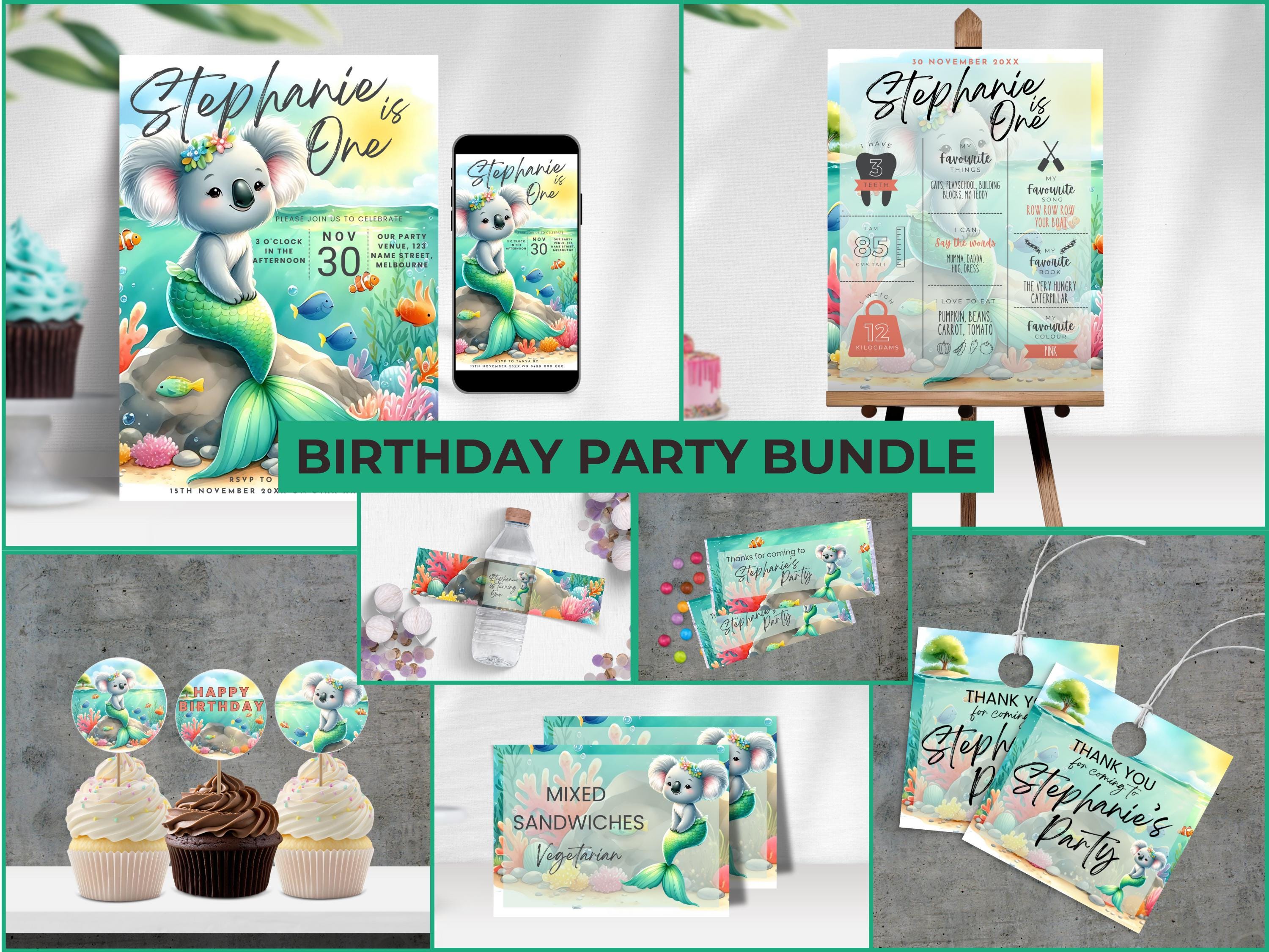 EDITABLE Australian Animals Birthday Invitation, Birthday Bundle ...