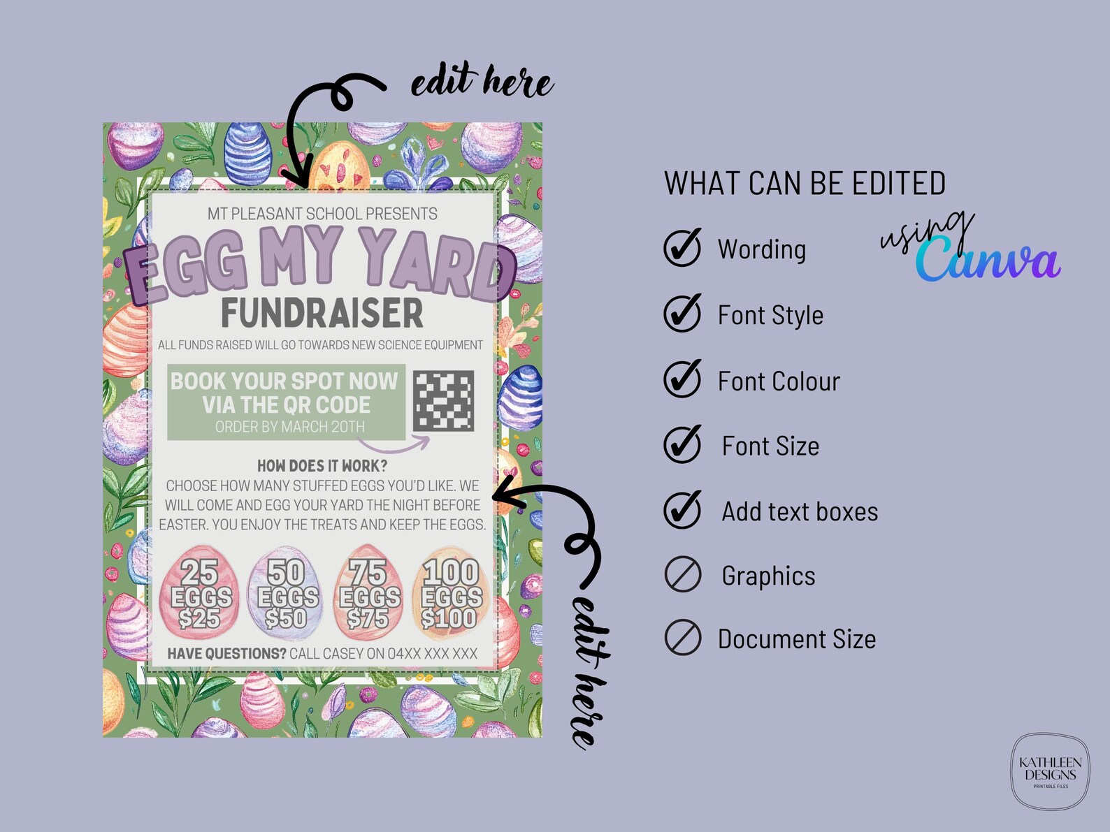EDITABLE Egg My Yard Flyer Bundle, Easter Fundraiser Template, Perfect ...