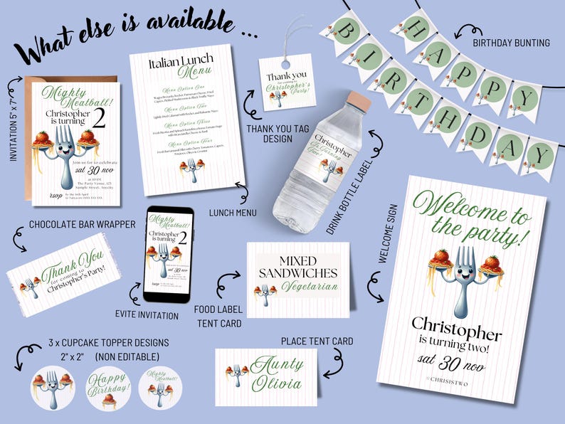 EDITABLE Meatball Birthday Thank You Tag, Italian Birthday Decor, Party ...