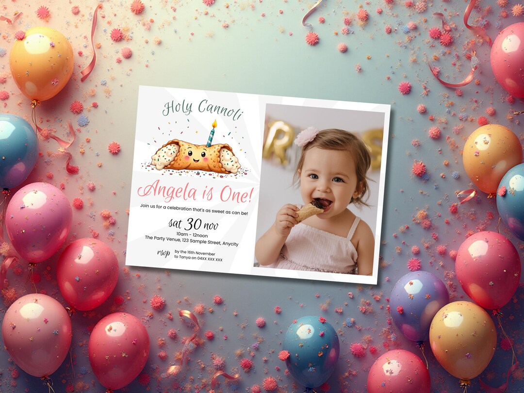 EDITABLE Holy Cannoli Birthday Invitation With Photo, Custom Kids Party ...