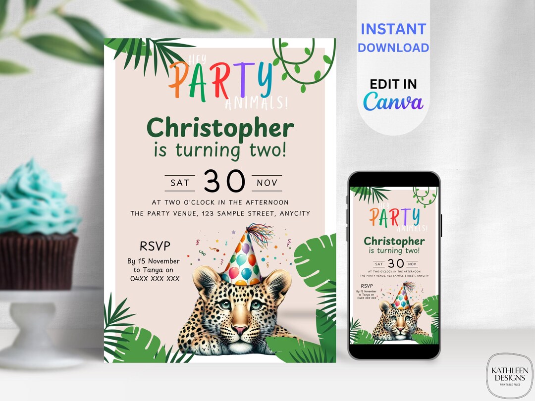 EDITABLE Big Cat Birthday Invitation, Cheetah Birthday Invitation ...