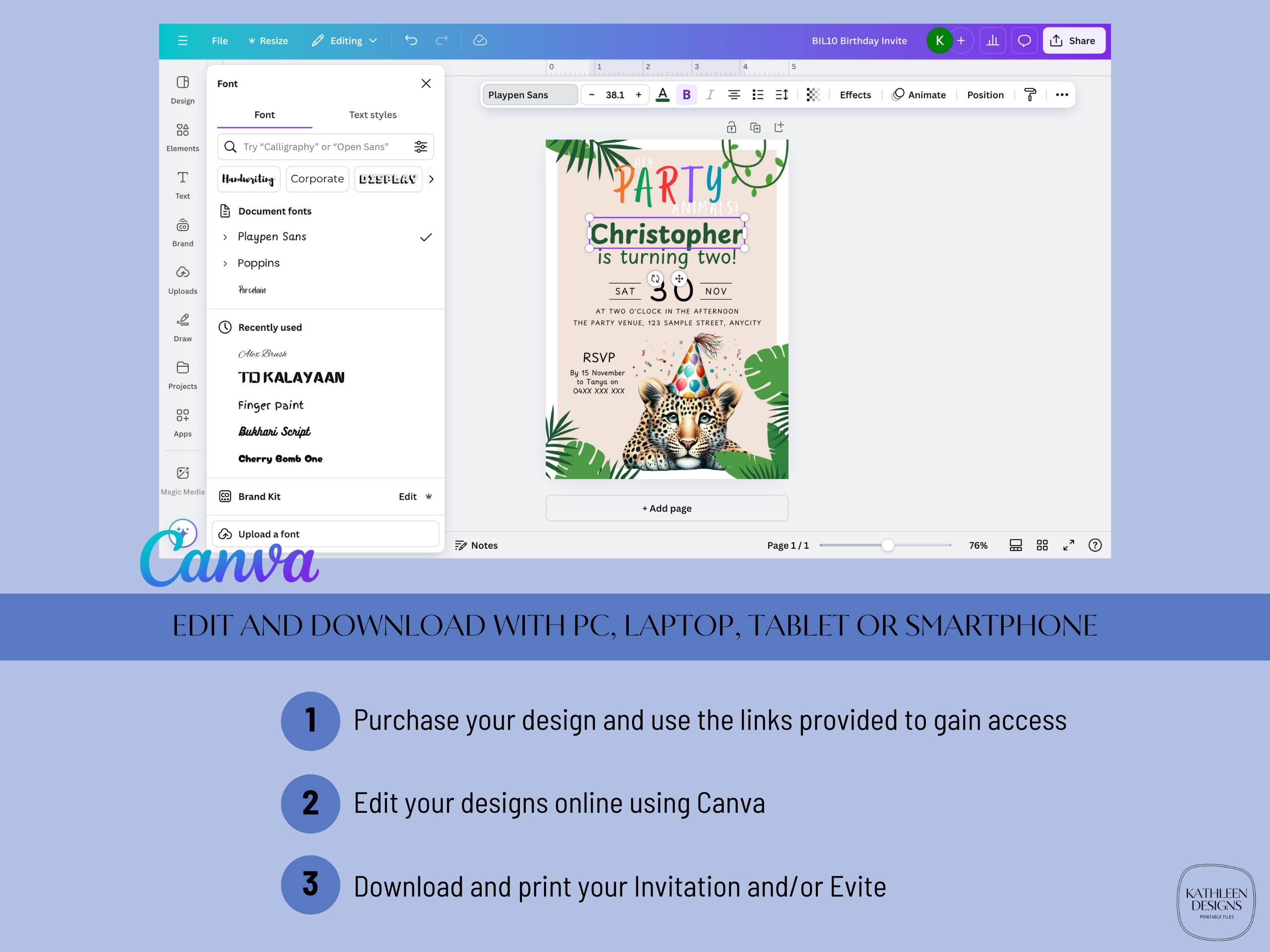 EDITABLE Big Cat Birthday Invitation, Cheetah Birthday Invitation ...