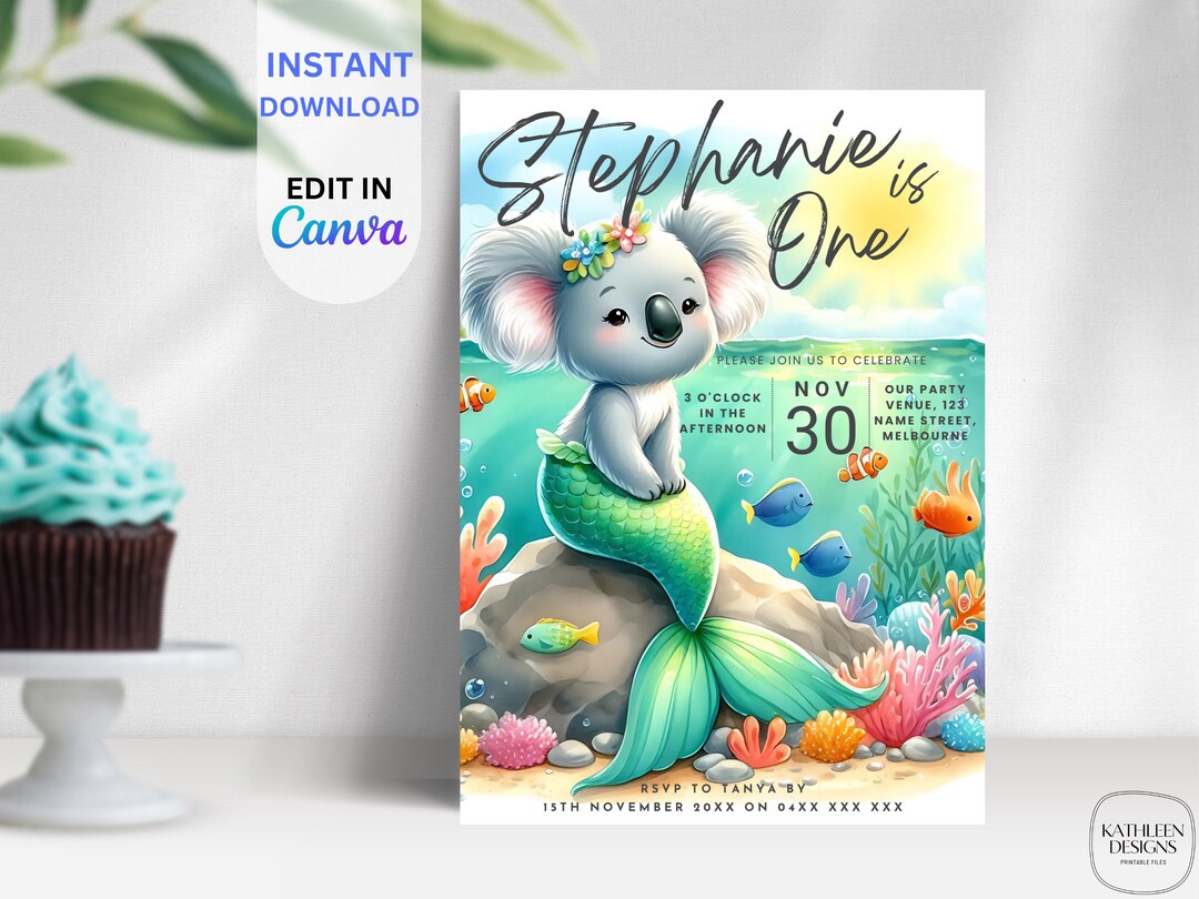 EDITABLE Australian Animals, 1st Birthday Invite, Instant Download ...