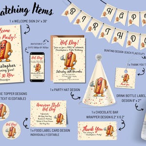 PRINTABLE Hot Dog Birthday Pin the Hat Game, Kids Birthday BBQ Picnic ...