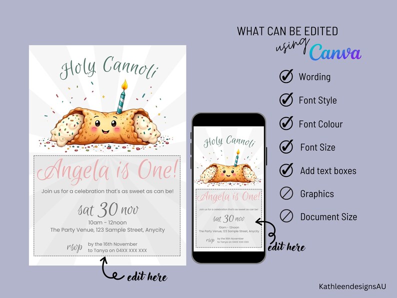 EDITABLE Holy Cannoli Invitation Bundle, Italian Theme Birthday Party ...