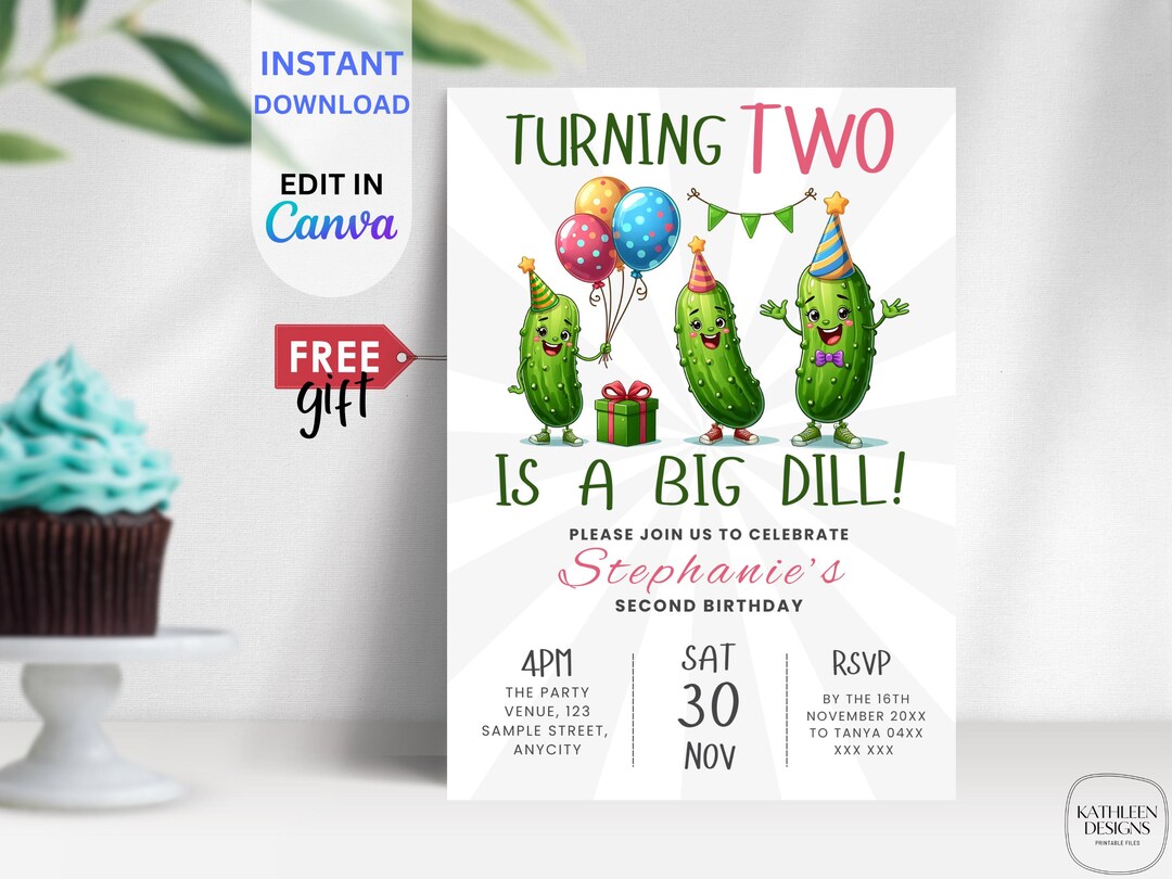 EDITABLE Dill Pickle Party, It's a Big Dill Birthday Invite, Birthday ...