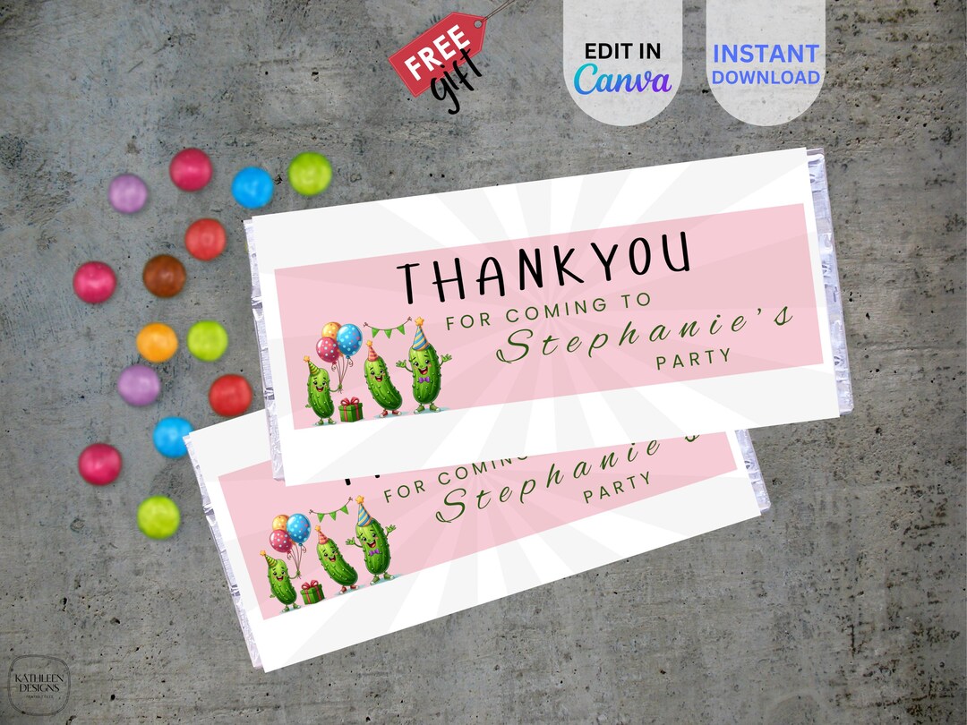 EDITABLE Dill Pickle Candy Bar Wrapper, It's a Big Dill Chocolate ...