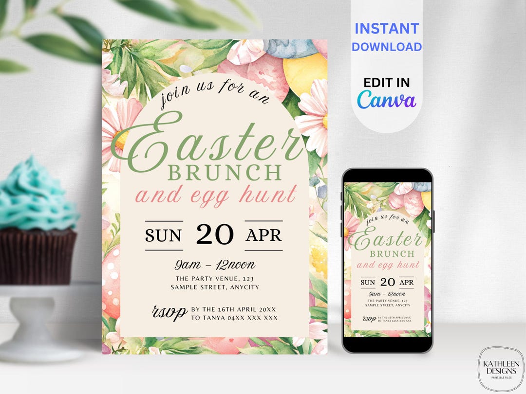 EDITABLE Easter Invitation Minimalistic, Digital Download Template ...
