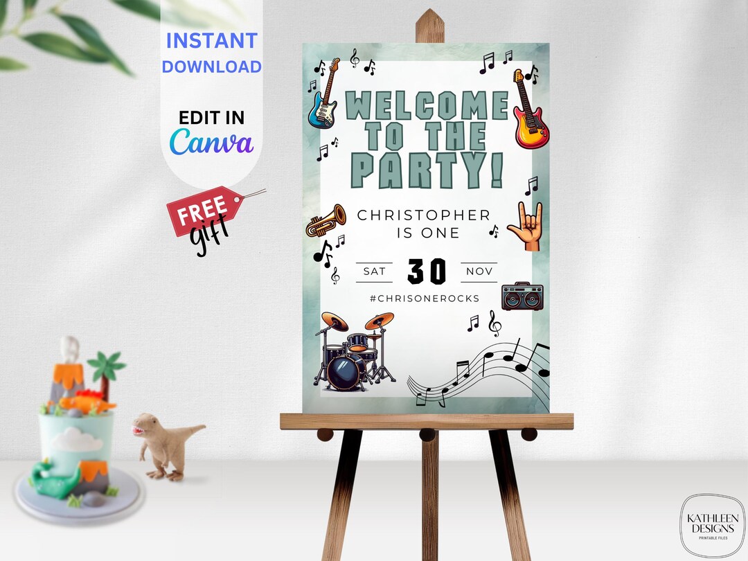 EDITABLE Rock to Rock Party Welcome Sign, One Rocks Birthday Party ...