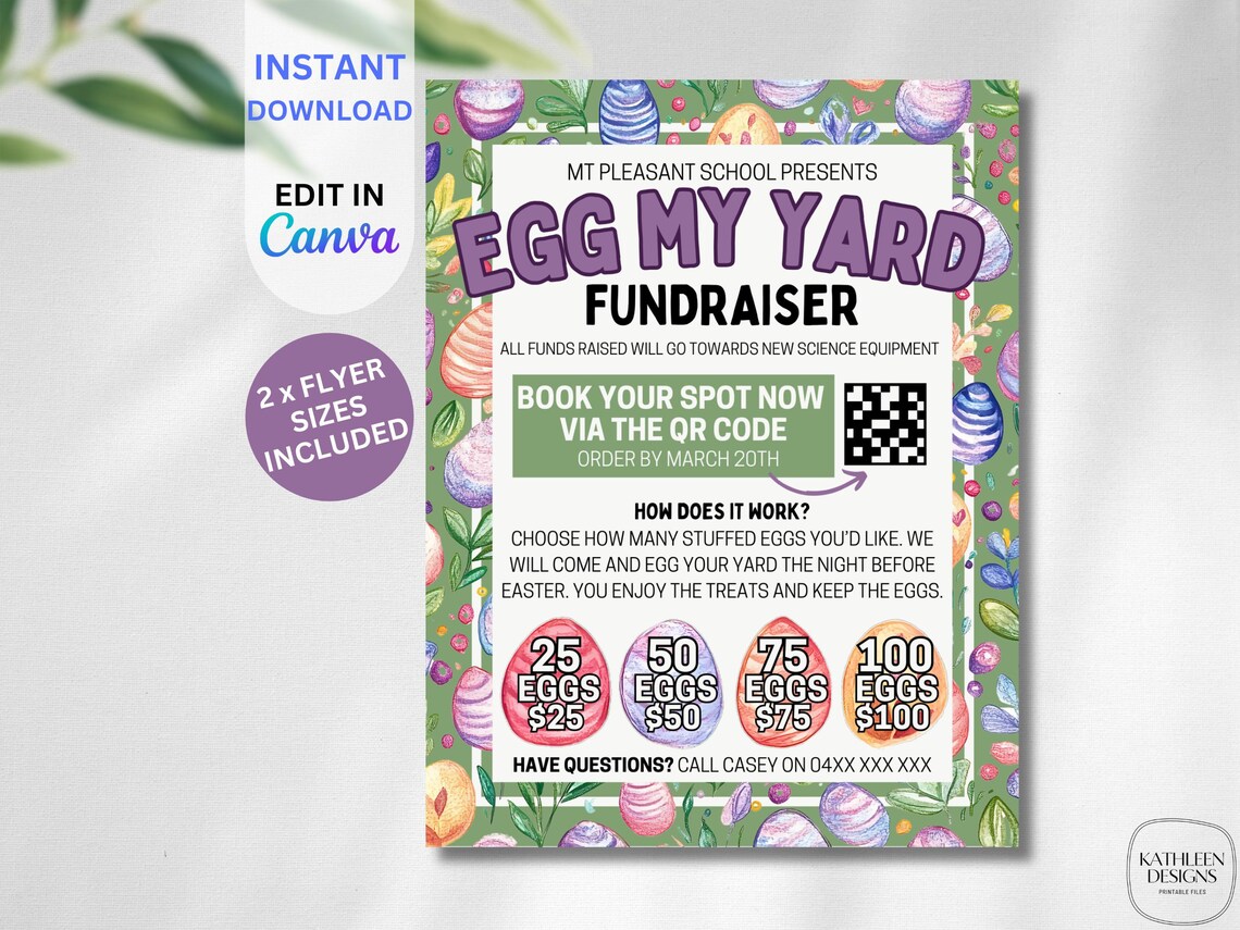 EDITABLE Egg My Yard Flyer Bundle, Easter Fundraiser Template, Perfect ...