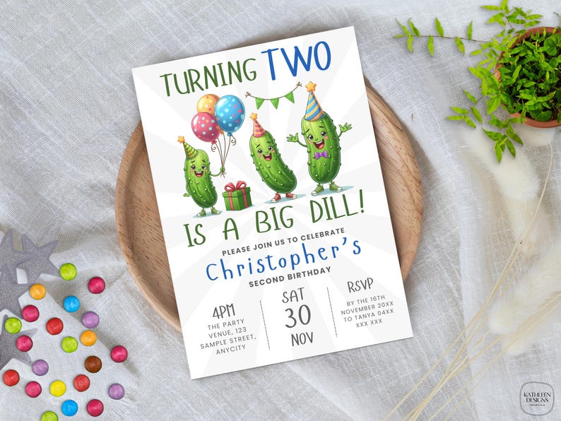 EDITABLE Boys Dill Pickle Party, It's a Big Dill Birthday Invite ...
