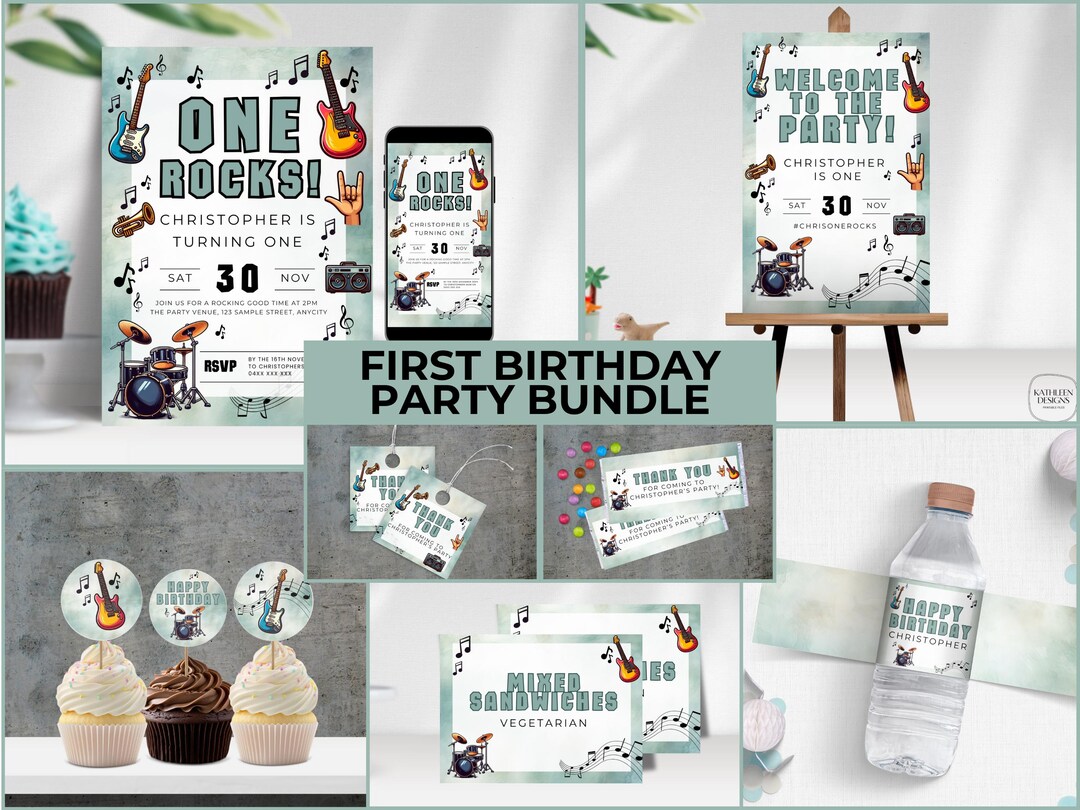 EDITABLE One Rocks Birthday Invitation, Birthday Bundle, Editable Rock ...