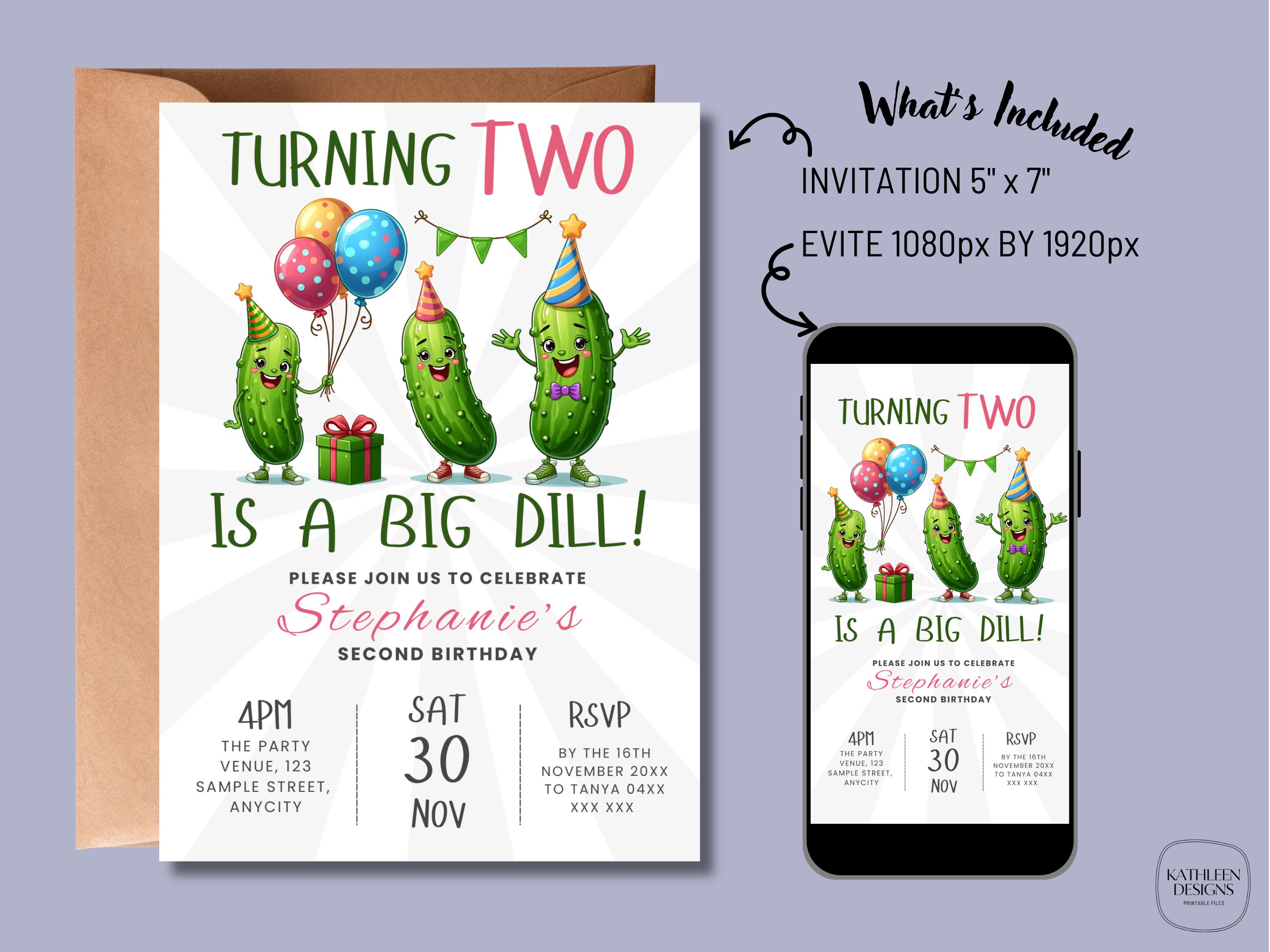 EDITABLE Dill Pickle Party, It's a Big Dill Birthday Invite, Birthday ...