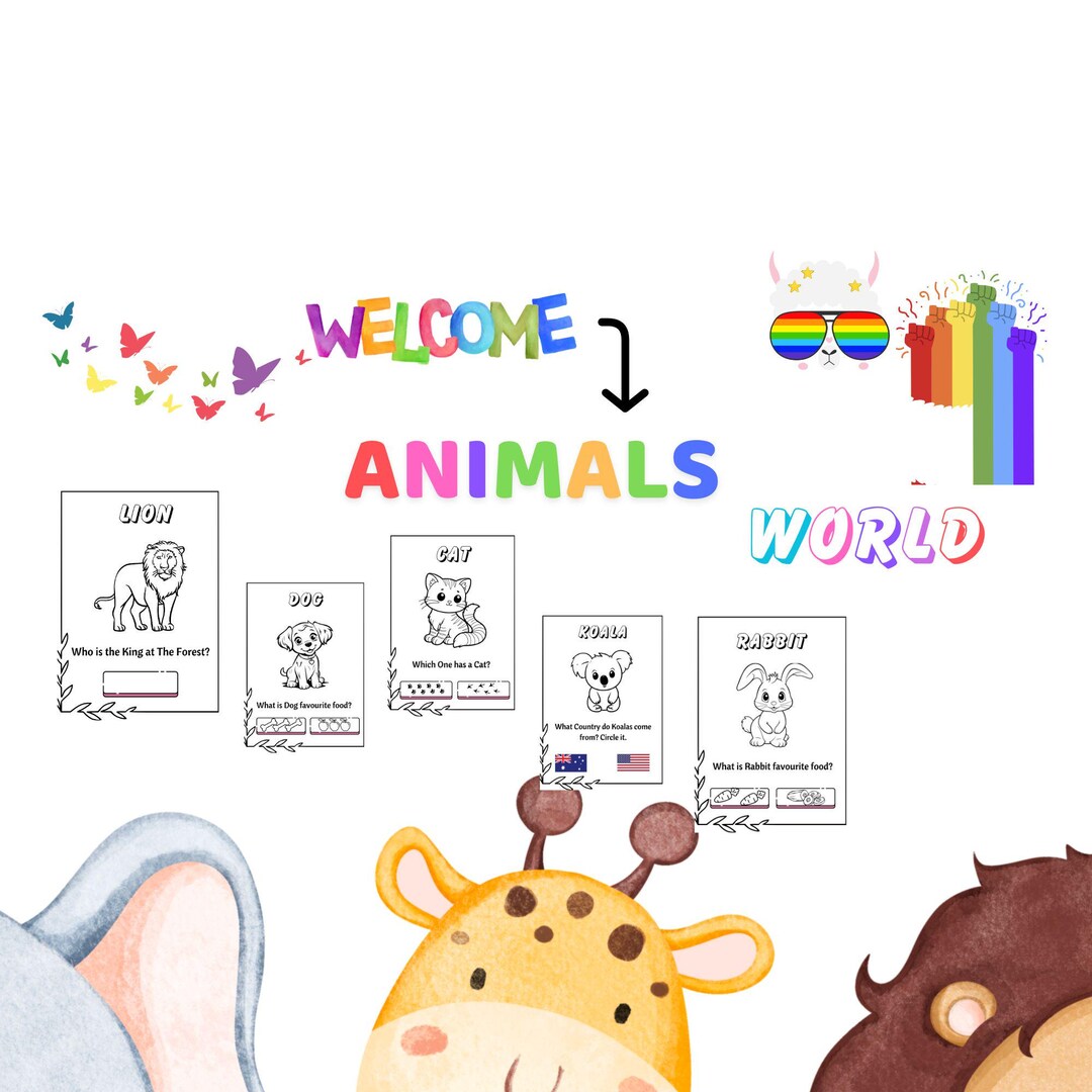 30 Counting Animals Coloring Pages,wild Life Illustrations,safari ...