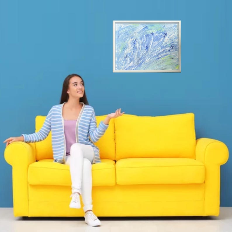 Framed “blue Angels Air Show”jet Aircraft, Impressionist Painting on ...