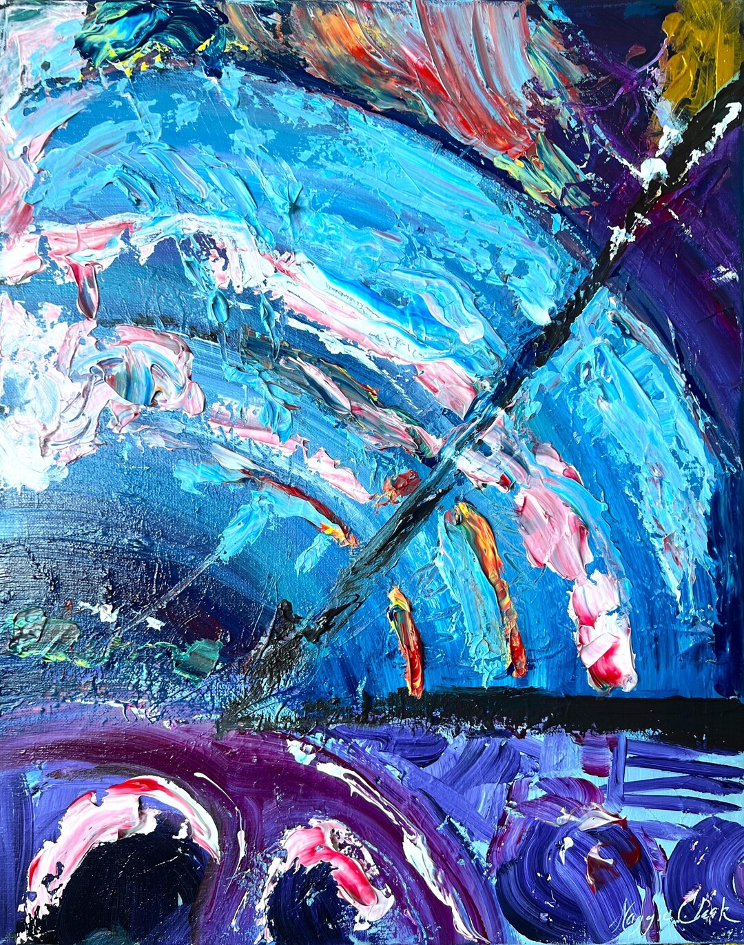 Abstract Painting stormy Weather Abstract Painting 20x16 - Etsy