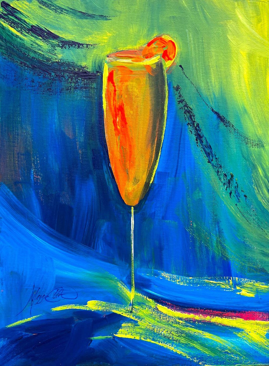 16x12 Painting of Cocktail Glass - "breakfast Mimosa" – Abstract ...