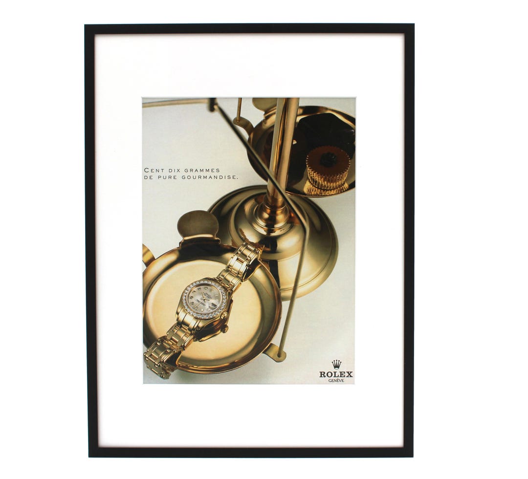 Authentic Framed 1990s French Vintage Print Ad Rolex Lady-datejust ...