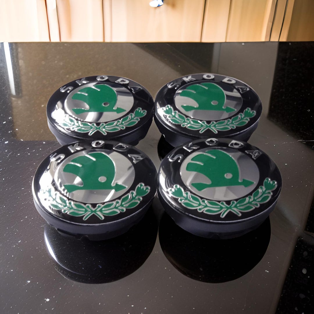 Skoda 56mm Alloy Wheel Centre Hub Caps Covers Logo Emblem Badge Octavia ...