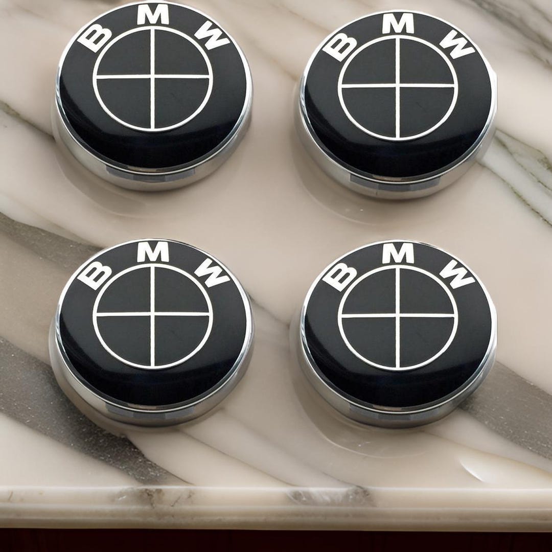 BMW 56mm Full Black Centre Caps Hub Covers Emblem Logo E46 E60 E90 E92 ...