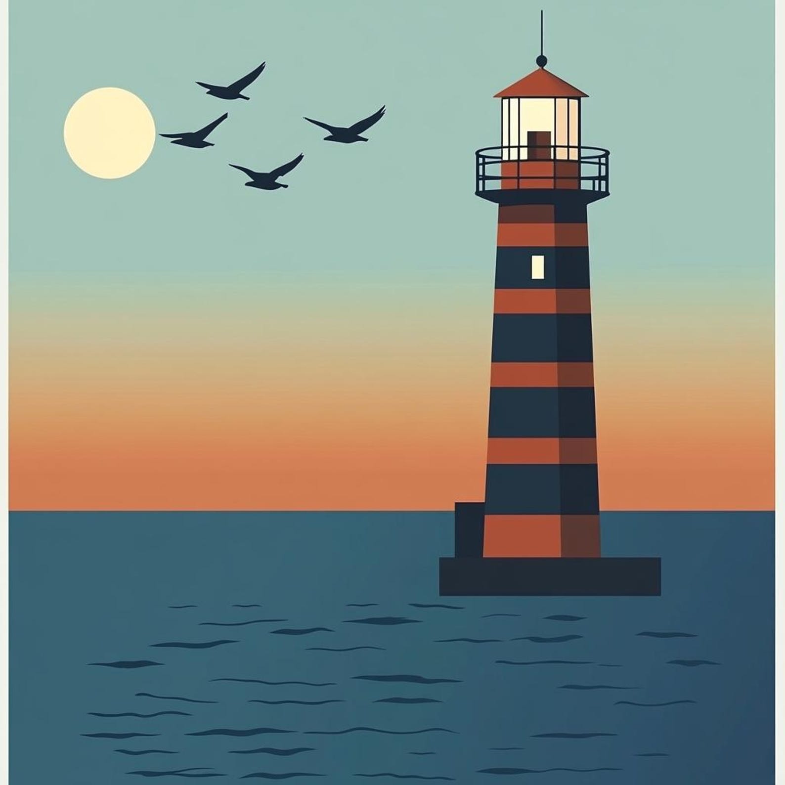 Lighthouse Print Digital Lighthouse Print Minimalistic Digital Print ...