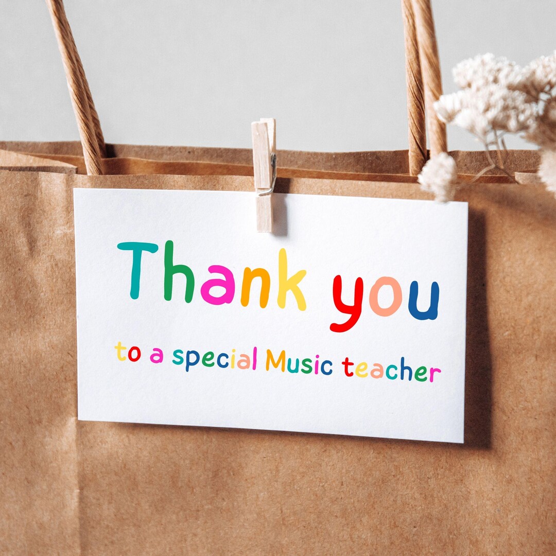 Thankyou Music Teacher Card, Printable Teacher Thankyou Gift Tag, Music ...