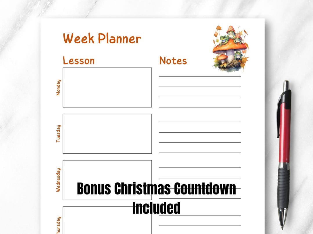 Week Lesson Planner Printable Teacher Planner Daily Lesson Plan ...