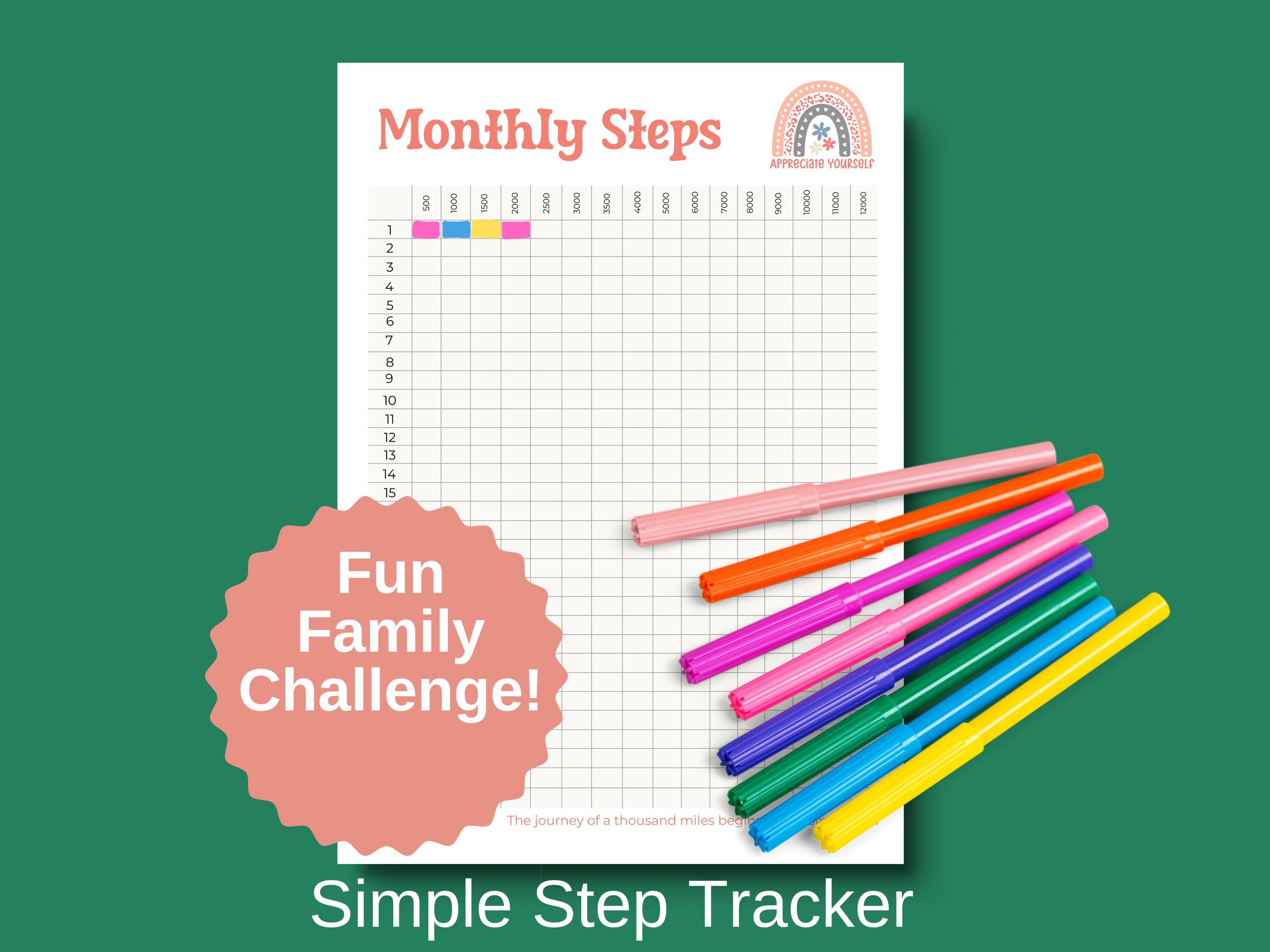 Step Tracker Printable Journal Page Planner Page Monthly Fitness ...