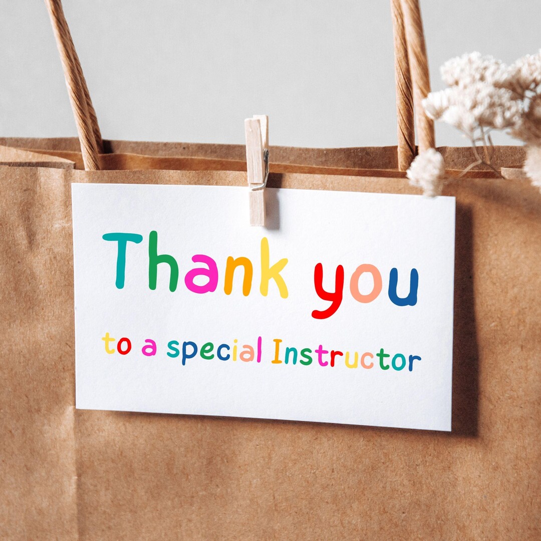 Instructor Thankyou Card Printable Thankyou Instructor Birthday Gift ...