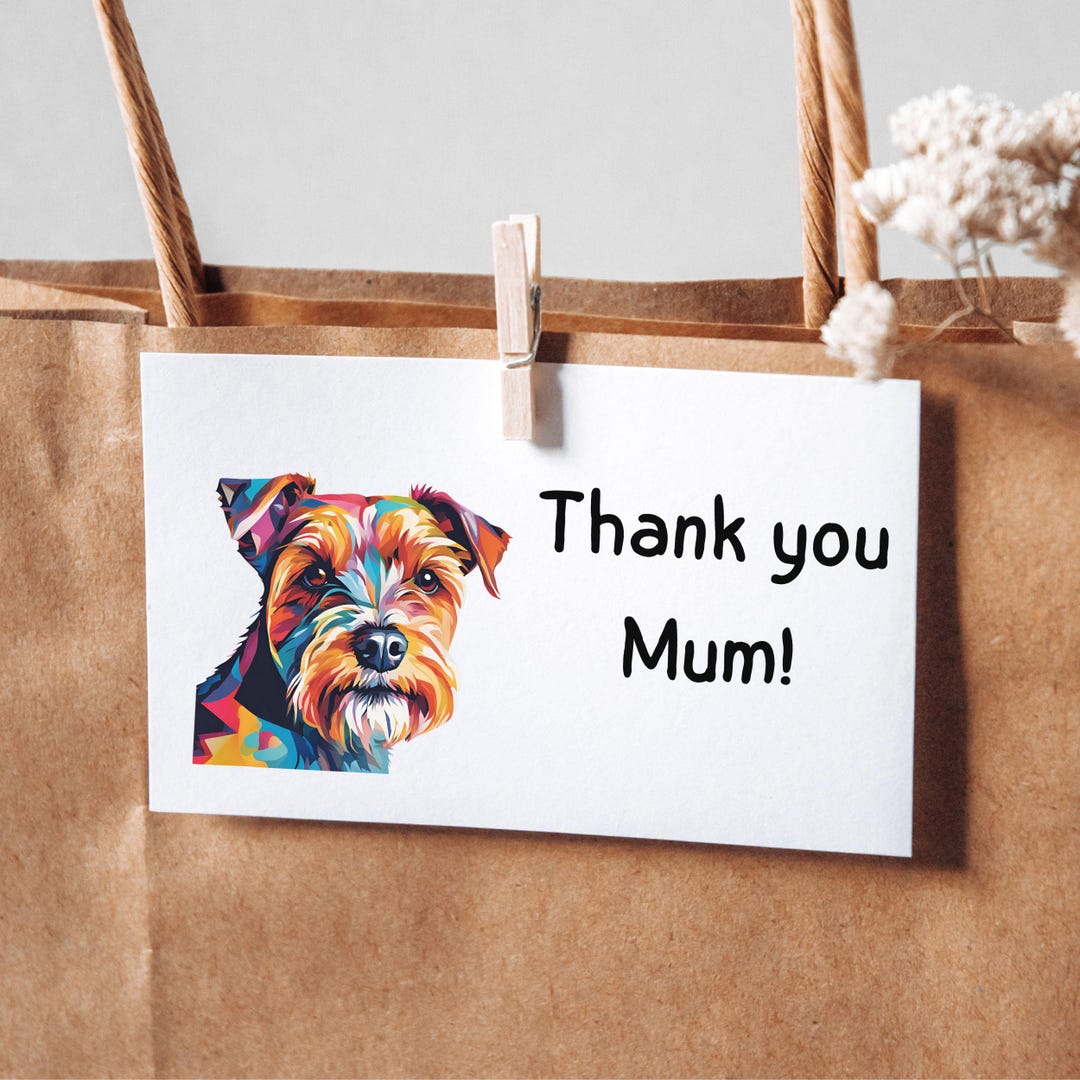 Thankyou Mum Card, Printable Mum Thankyou Gift Tag, Terrier Mum ...