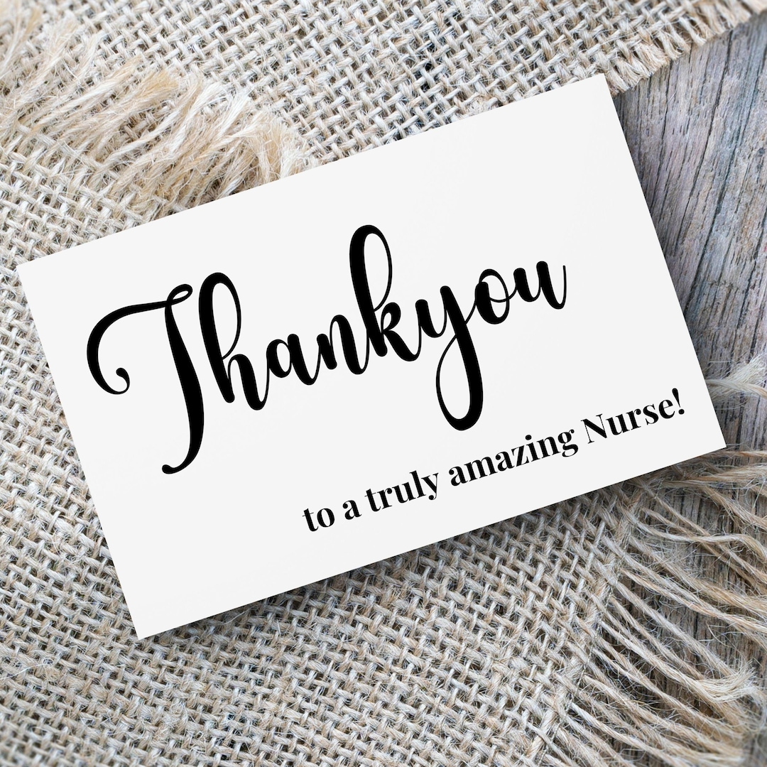 Thankyou Nurse Card, Printable Nursing Thankyou Gift Tag, Thankyou Note ...