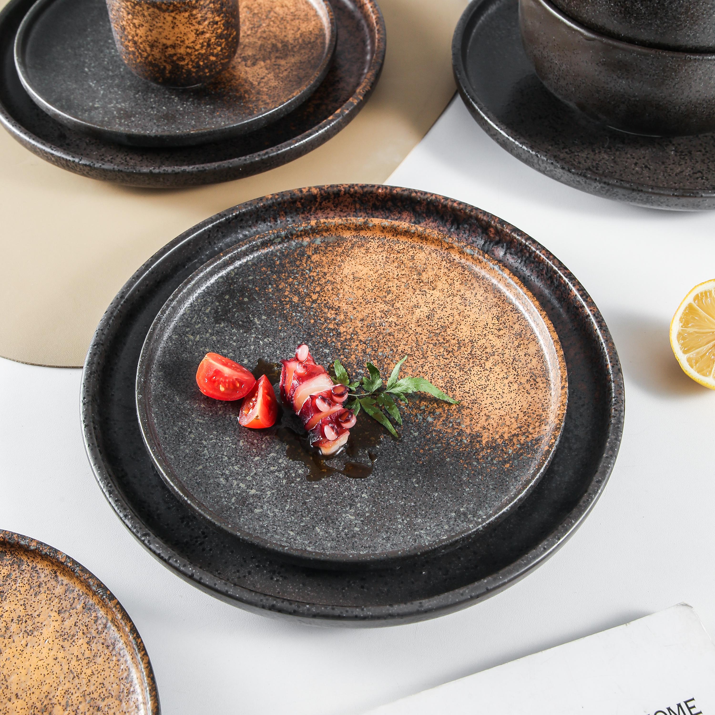 16 Piece Stoneware Dinnerware Set Artistic Plates, Bowls, Mugs ...
