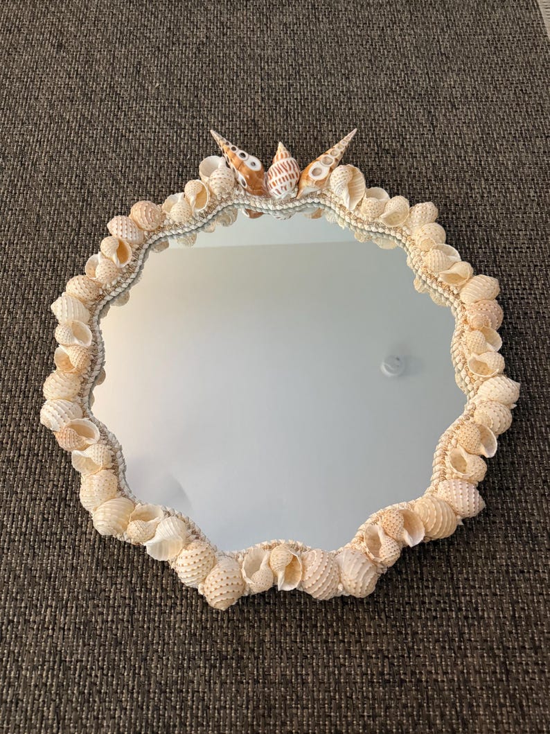 Handcrafted Seashell Wall Mirror: Round Tropical Decor - 20 Inch - Etsy