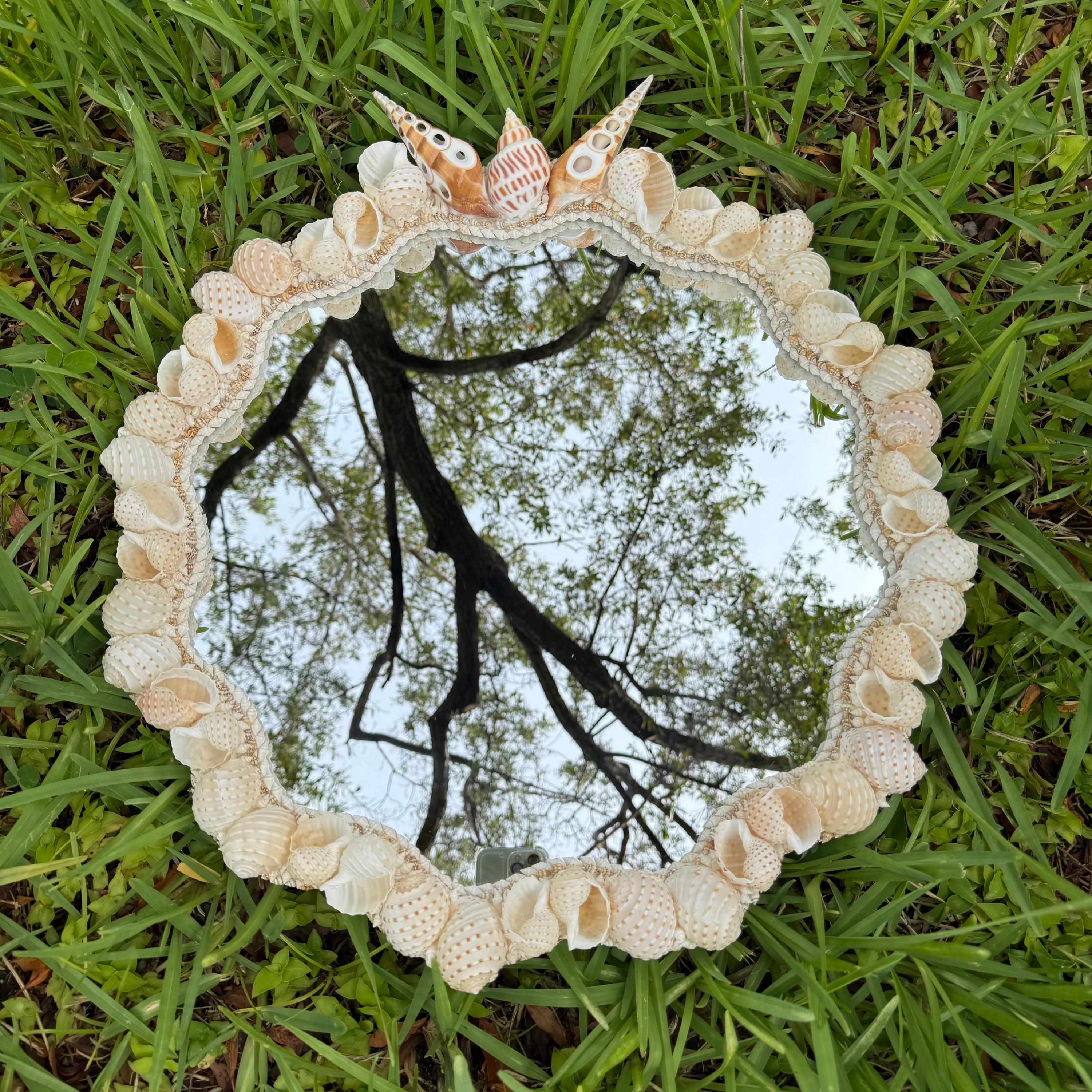 Handcrafted Seashell Wall Mirror: Round Tropical Decor - 20 Inch - Etsy